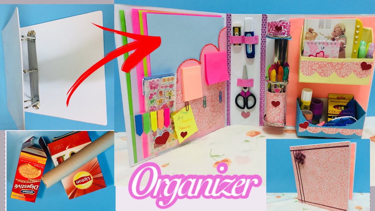 DIY Easy Desktop organizer using a Folder / Easy Desktop Organizer ...