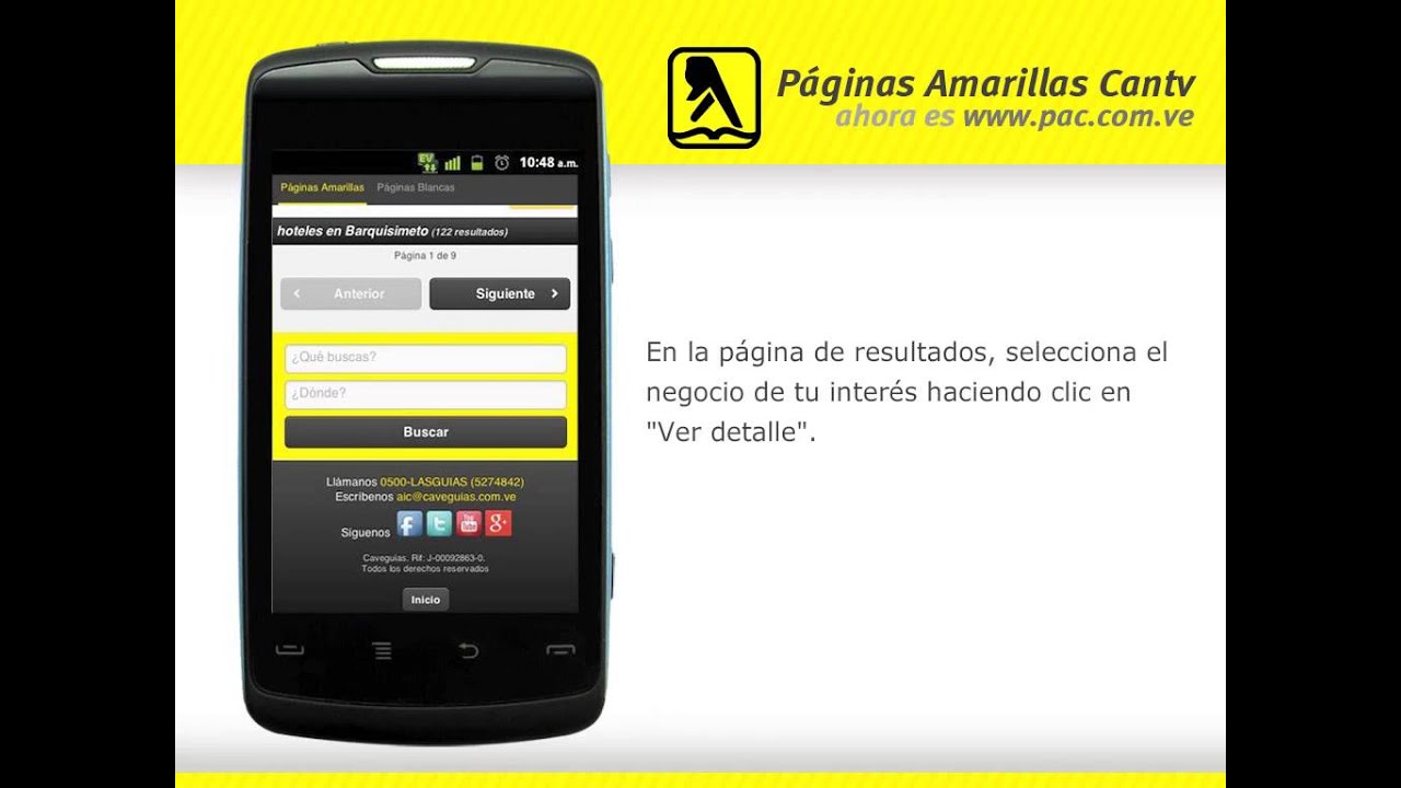 Conoce la nueva App Móvil de tus Páginas Amarillas Cantv - YouTube