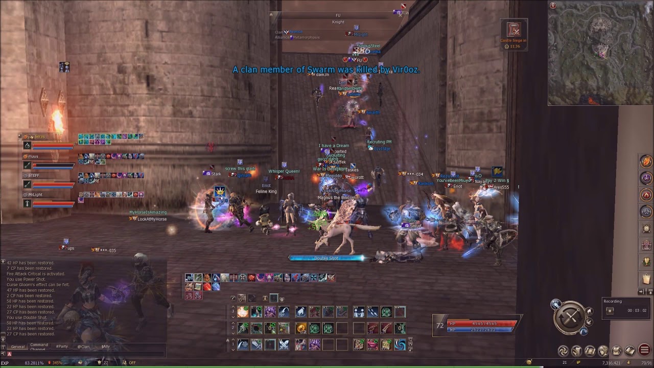 [EU] Lineage 2 Essence blue server Sieges 8. 12. 2019 bSide - YouTube