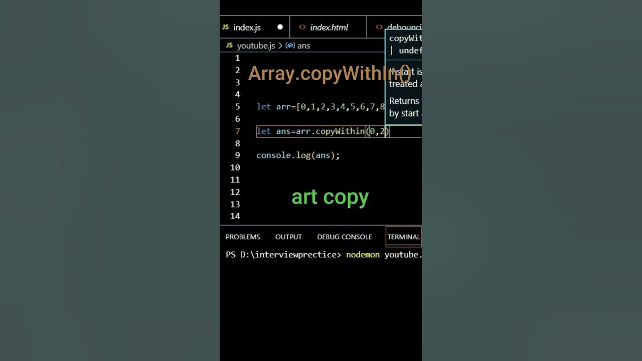 Array Copywithin Method In Javascript Youtube 