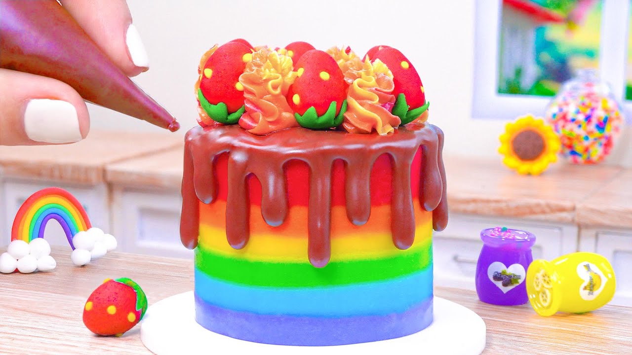 🎂 Satisfying Rainbow Cake 🌈 Miniature Rainbow Cake Decorating | Delicious Tiny Colorful Cake ...