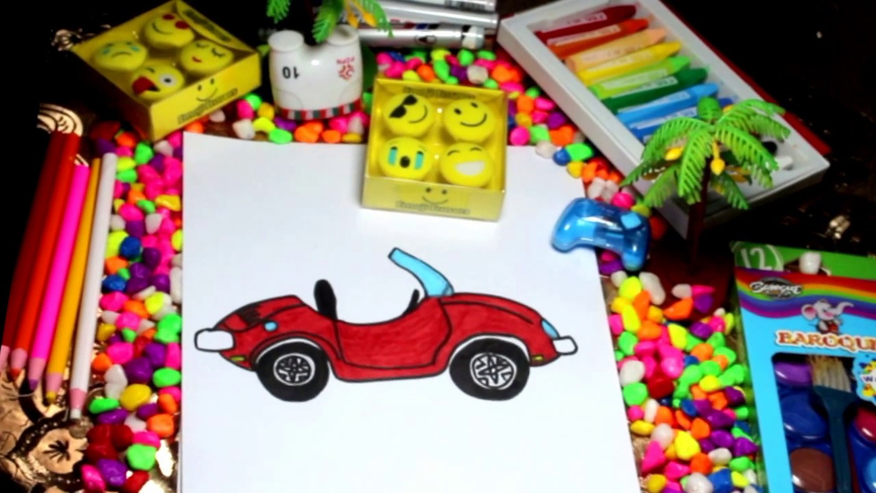 how to draw amazing kids funny car art step by step drawing RC car BMW ...