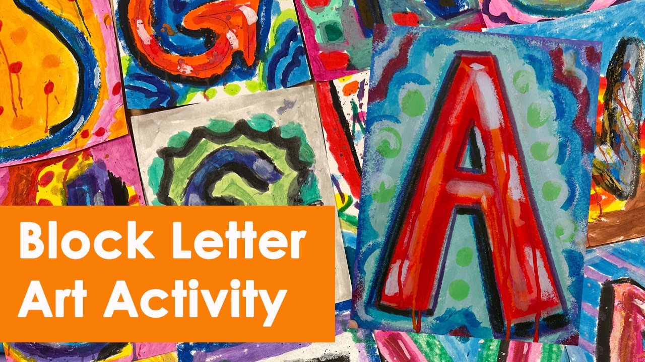 Elementary Art Lesson Block Letters - YouTube