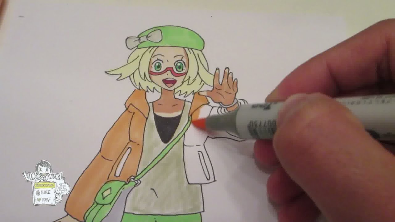 How to draw Pokemon Black and White 2: Bianca ベル - YouTube