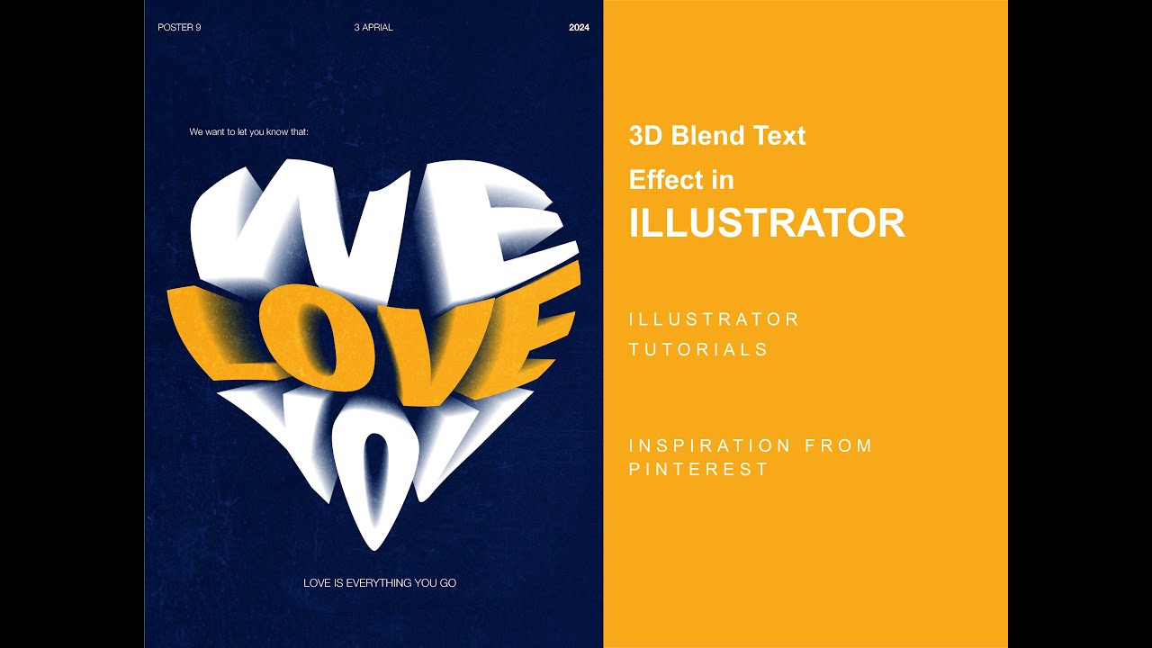 How To Use Tool 3D Blend Text Effect - Illustrator Tutorials - YouTube