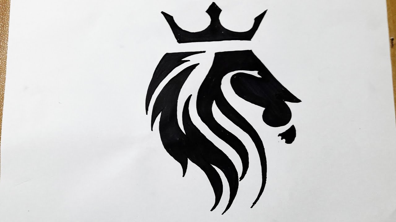 how to draw tribal lion with crown - YouTube