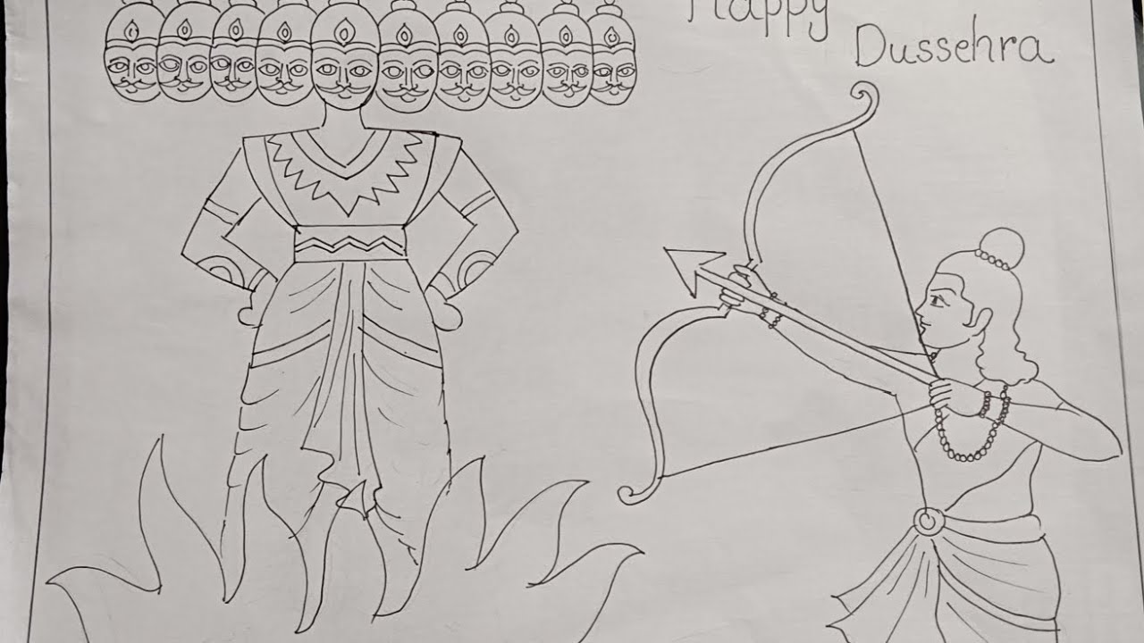 Draw A Dussehra Drawing 🖌️🎨easily part 1#toutorial #trending @Vinod Art ...