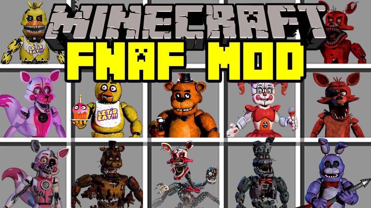 Minecraft FIVE NIGHTS AT FREDDY'S MOD! | FIGHT EVIL FNAF MOBS & MORE ...