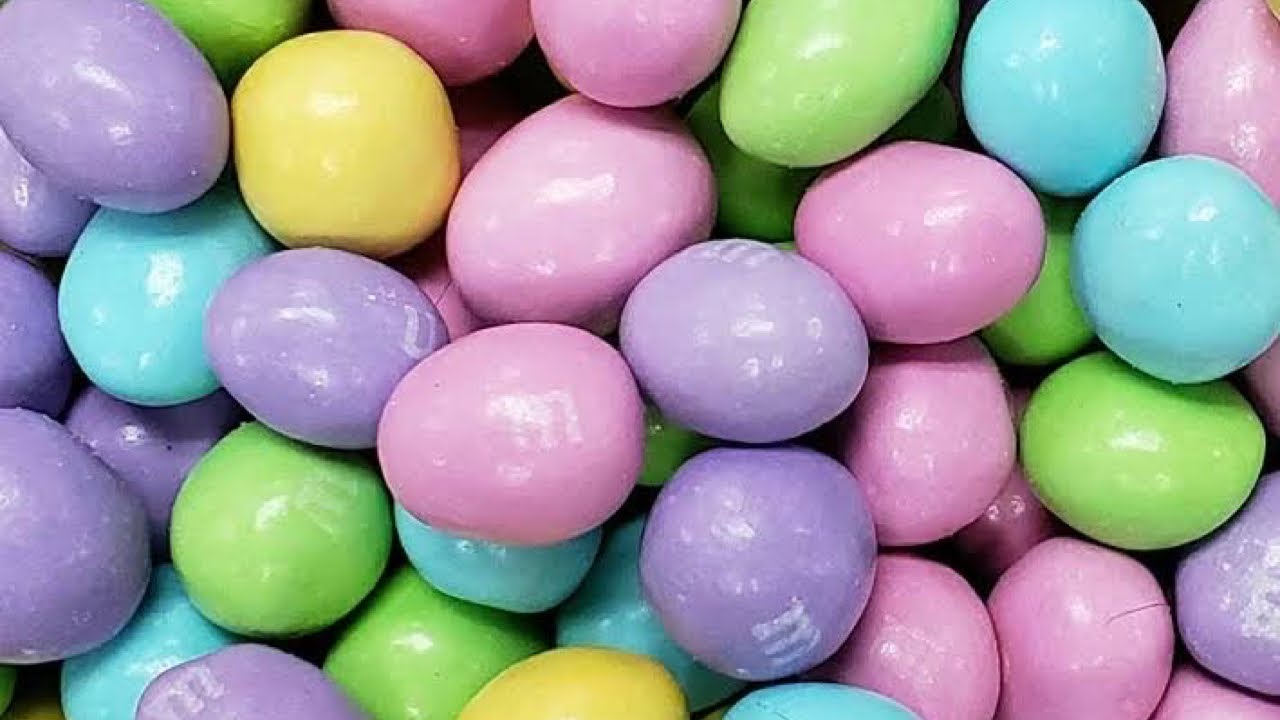 Satisfying Video ASMR Filling Platter Candy Mixing Colorful Pastel M&Ms ...