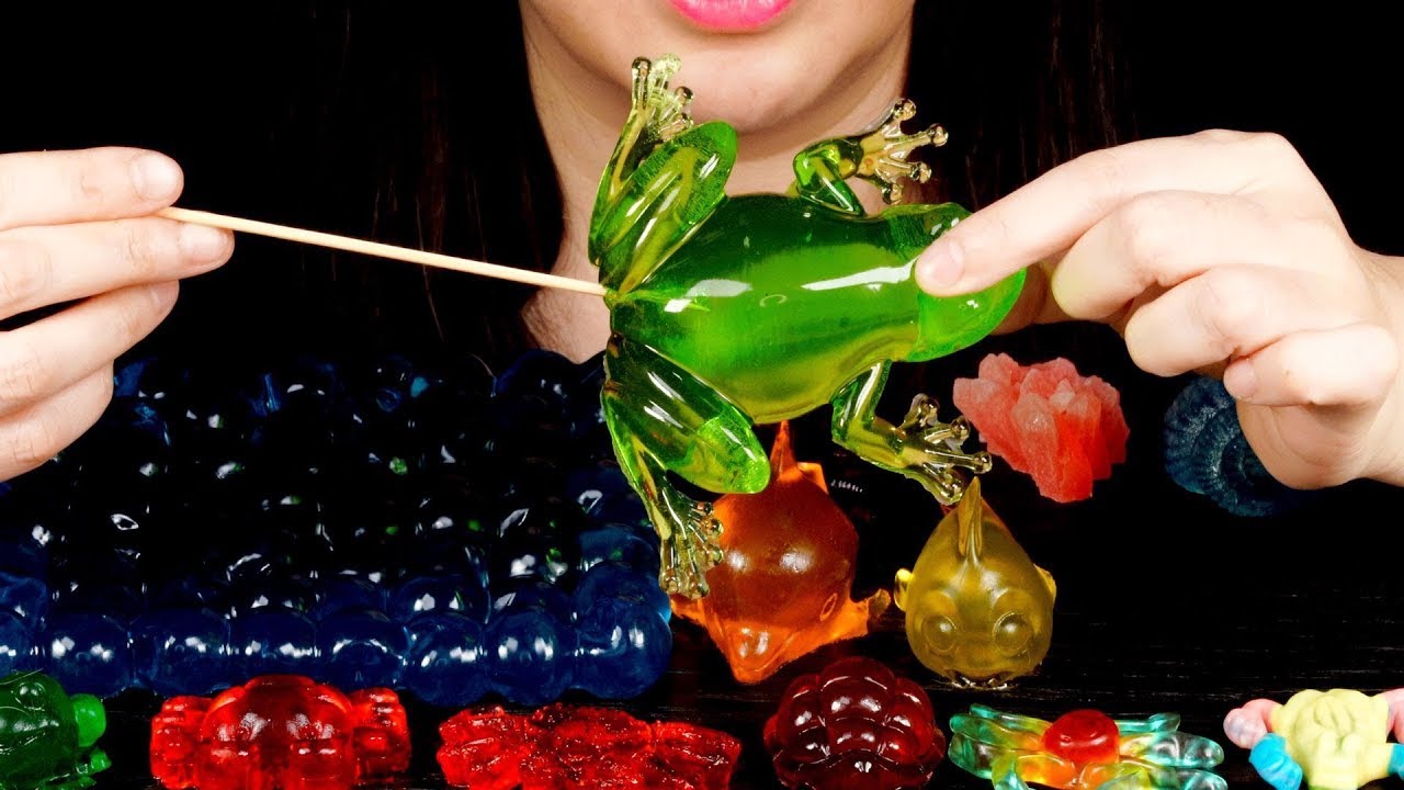 Eating show, jelly, food asmr, kohakuto, frog asmr, frog, spider eating ...