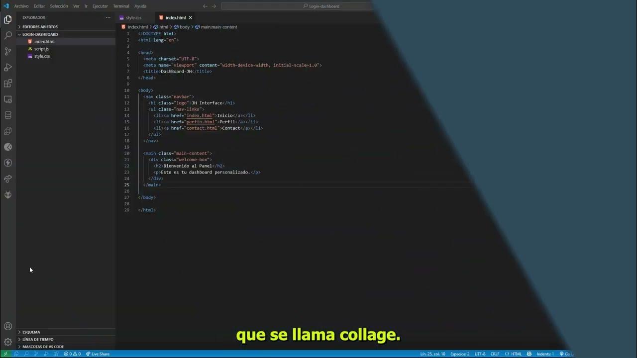 Cómo crear un Dashboard con HTML, CSS y JS desde cero | Proyecto paso a ...