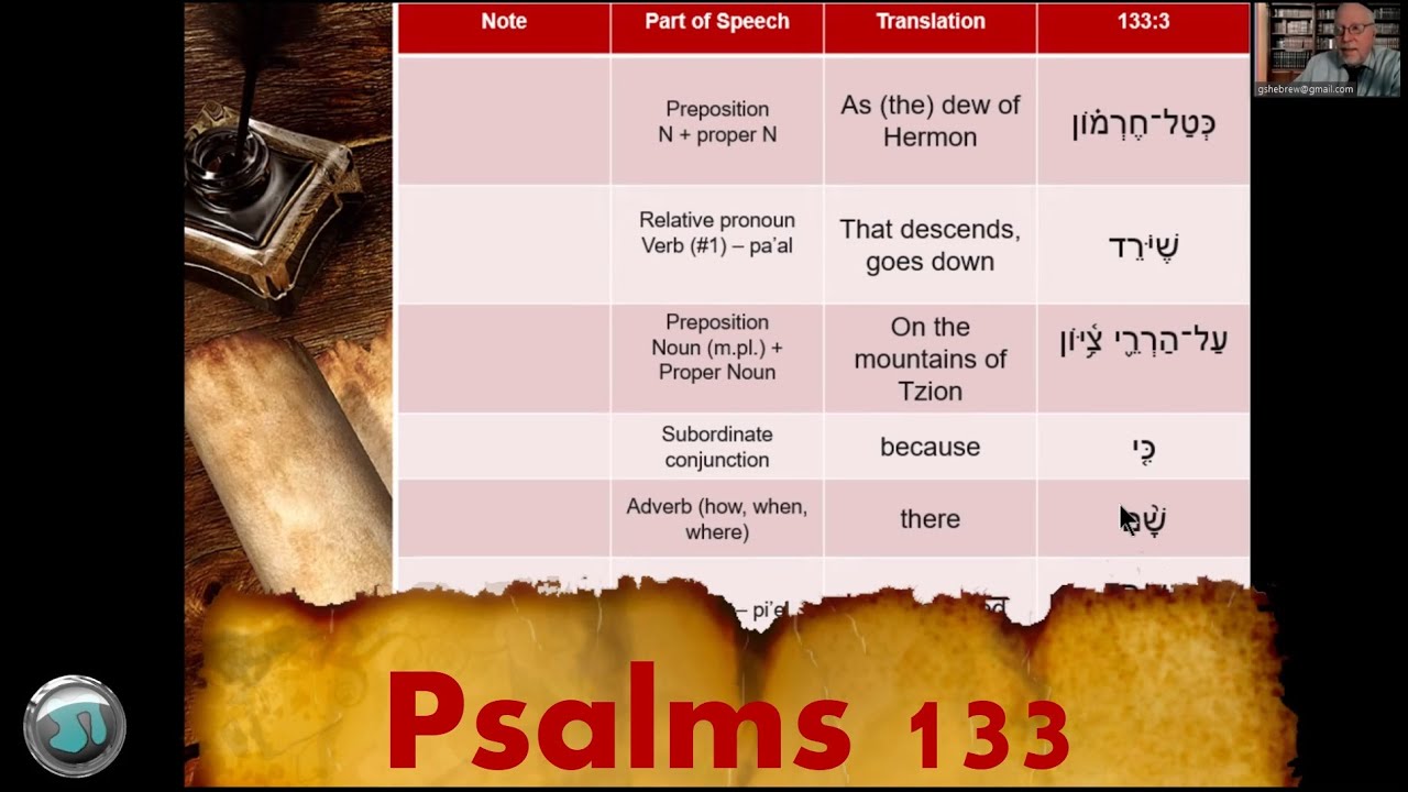 Learn Biblical Hebrew - Sanders on Psalms 133 with Gavriel Aryeh ...