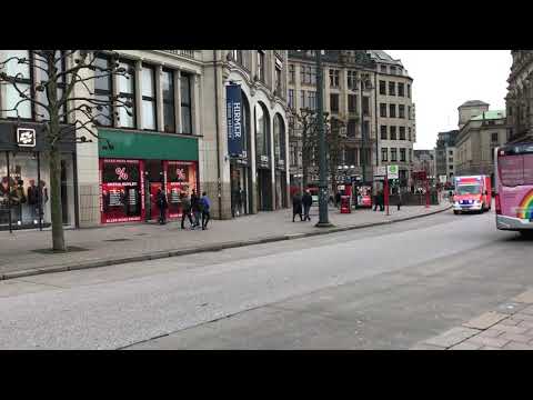 Rathaus in Hamburg with iconic German ambulance siren in 2017