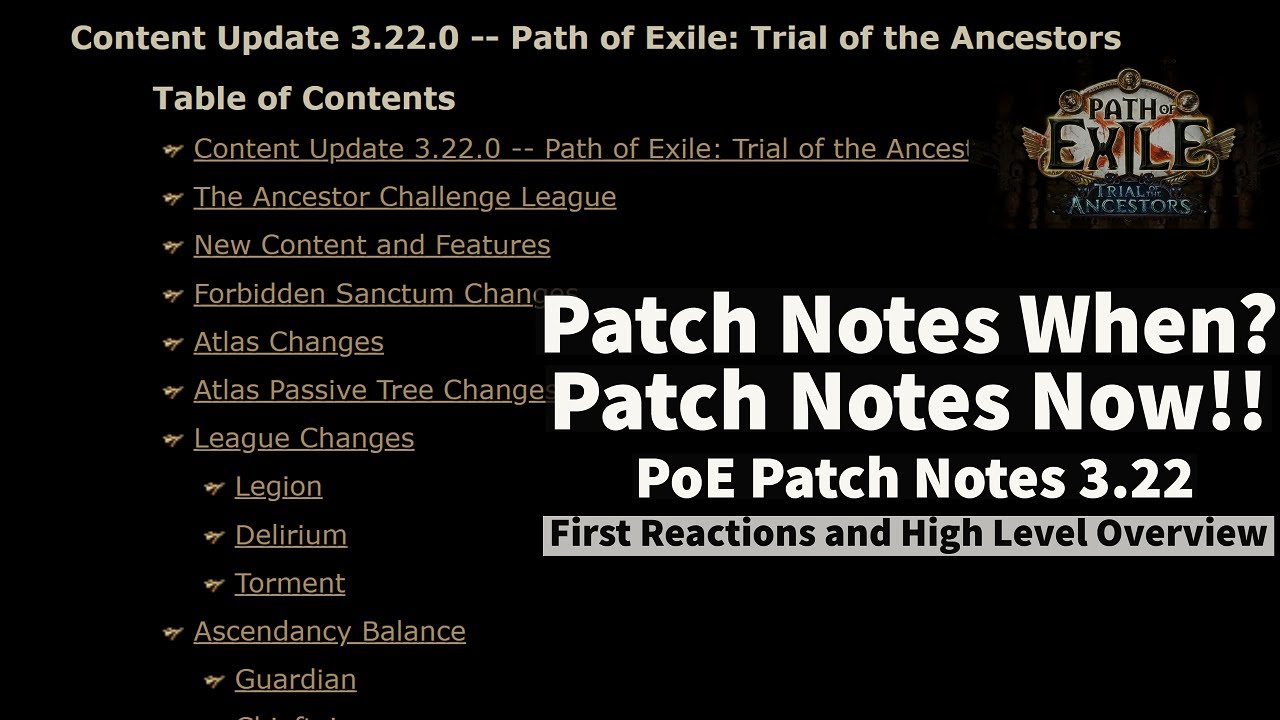 Patch Notes When? Now! First Reactions and High Level Overview [PoE 3. ...