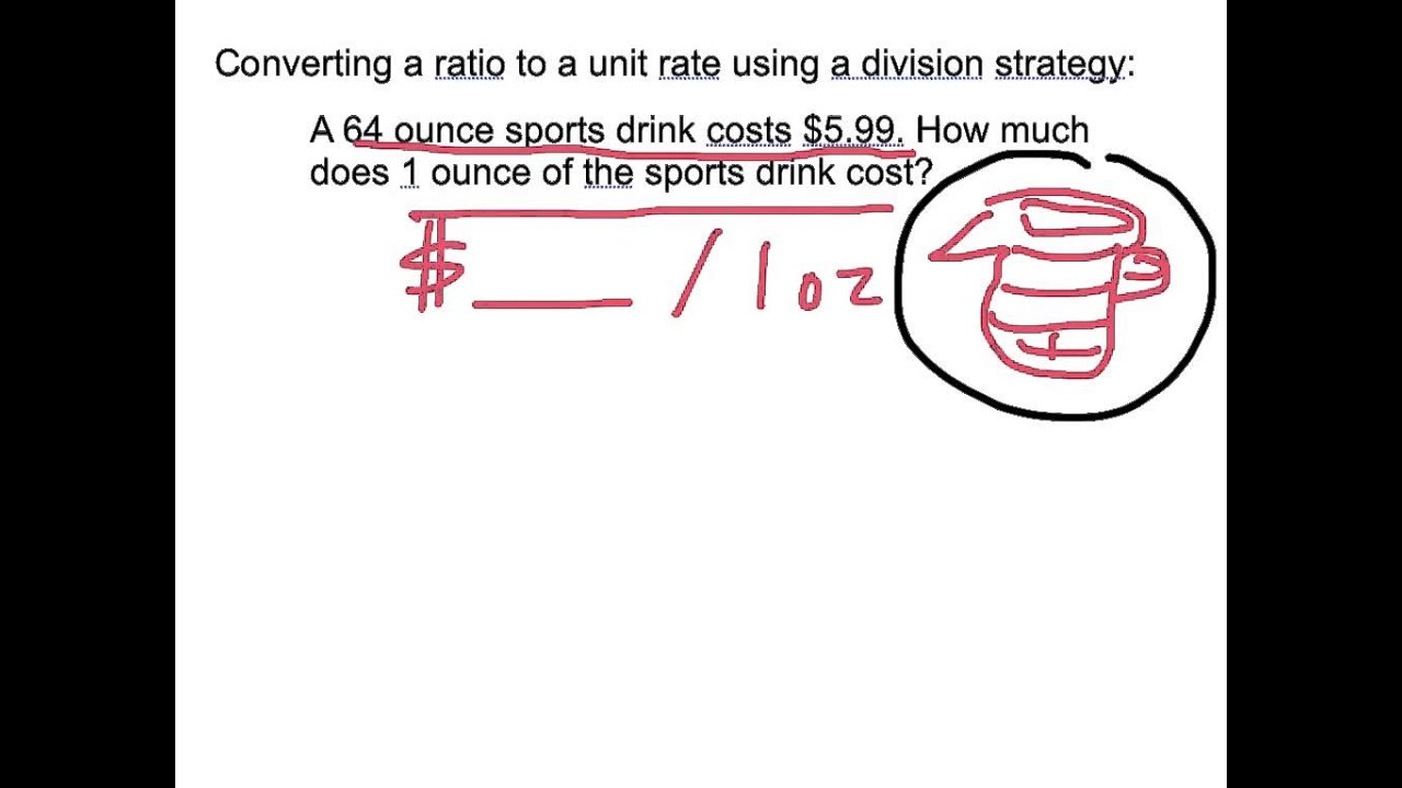 Converting a ratio to a unit rate using division strategy - YouTube