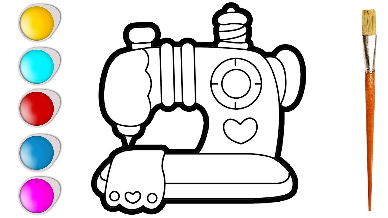 How to draw Sewing Machine | Easy step by step - YouTube