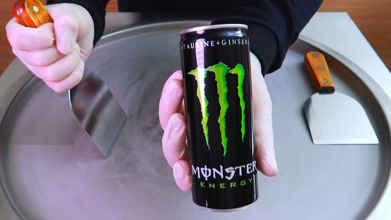 Monster Energy ice cream rolls street food - ايس كريم رول مونستر إنرجي ...