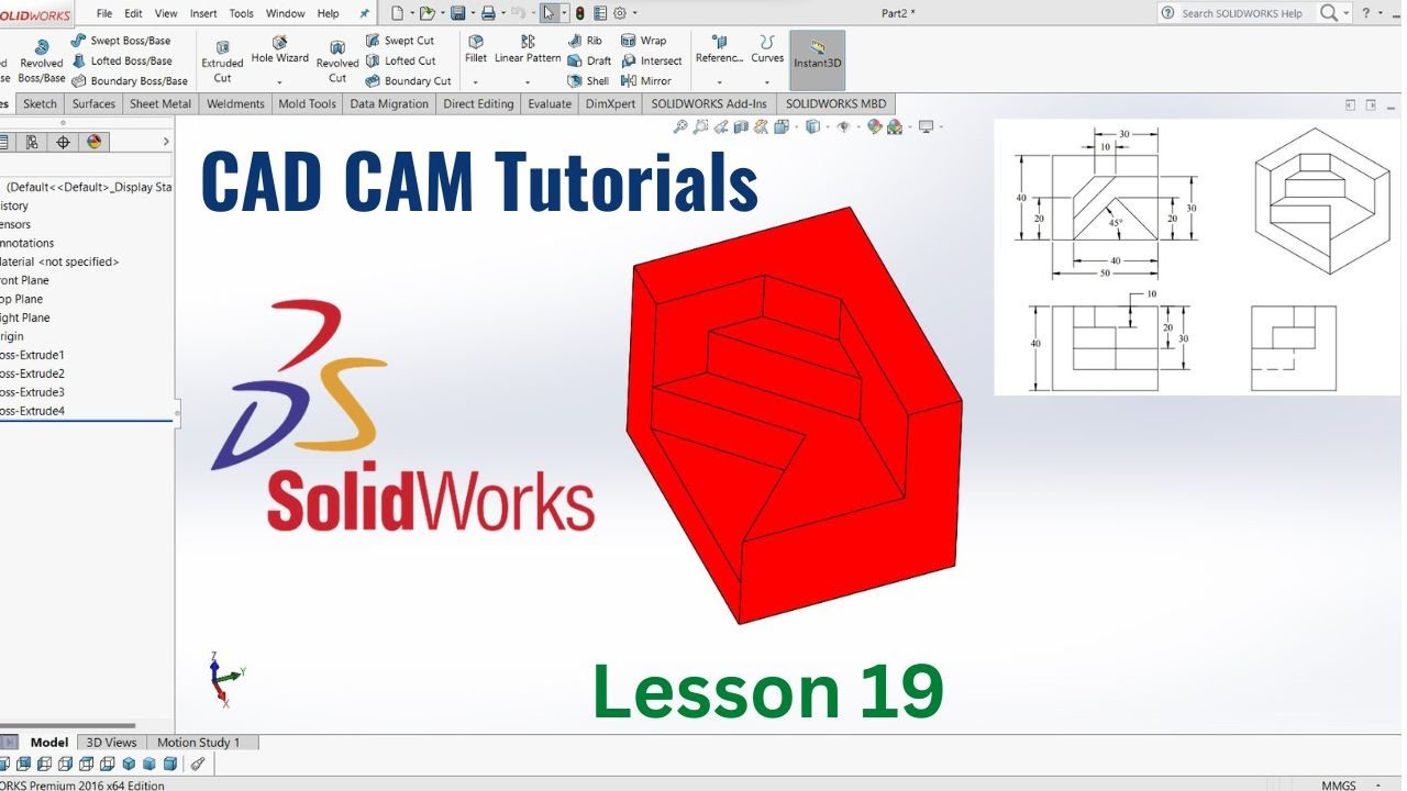 SolidWorks Education Lesson 19 ।। CAD CAM Tutorials।। - YouTube