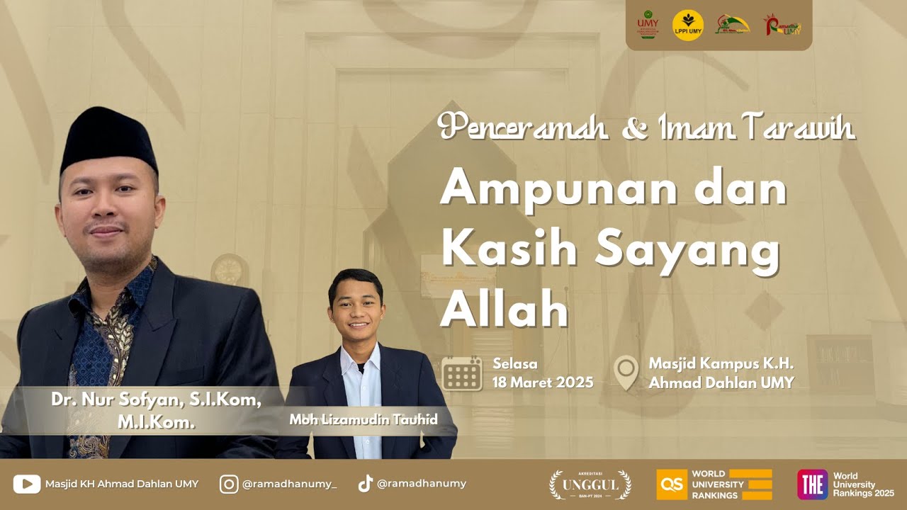 Ceramah Tarawih ''Ampunan dan Kasih Sayang Allah'' | Dr. Nur Sofyan, S.I.Kom, M.I.Kom. - YouTube