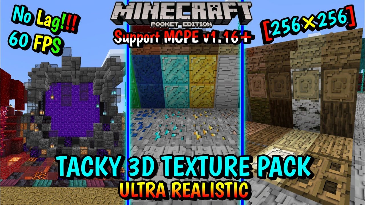 Tacky 3D Texture Pack For Minecraft PE v1.16+ - Realistic Texture Pack ...
