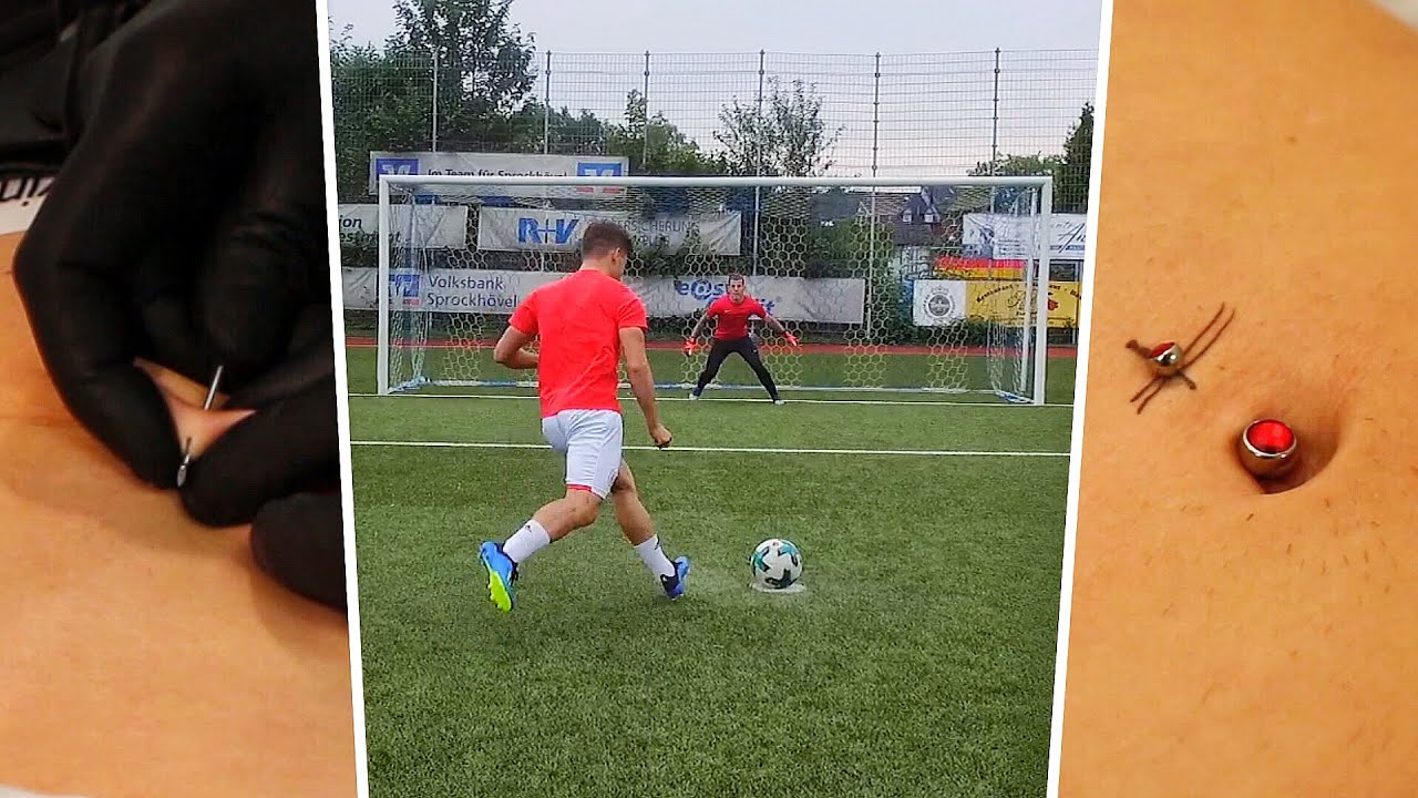 FUßBALL PIERCING CHALLENGE - YouTube