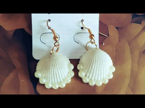 DIY Shell Earrings | Sea Shell and Pearl Earrings | How to make Sea ...