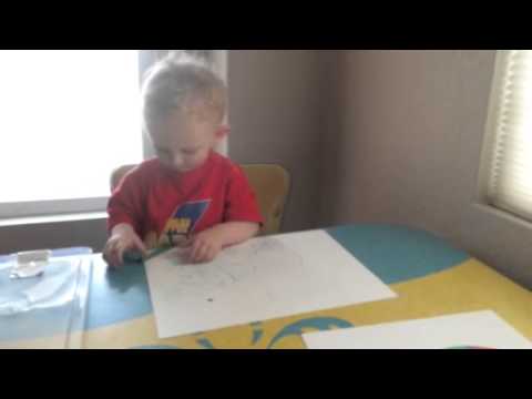 Crayon drawing, 18 months old - YouTube