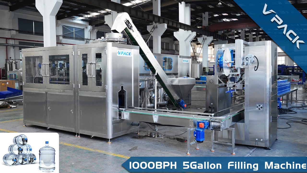 Full automatic 900 to 1000 barrels 5gallon bottle rinsing filling ...