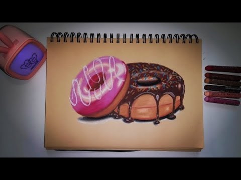 Hyper Realistic Donuts Soft Oil Pastels Drawing | Step by step drawing ...
