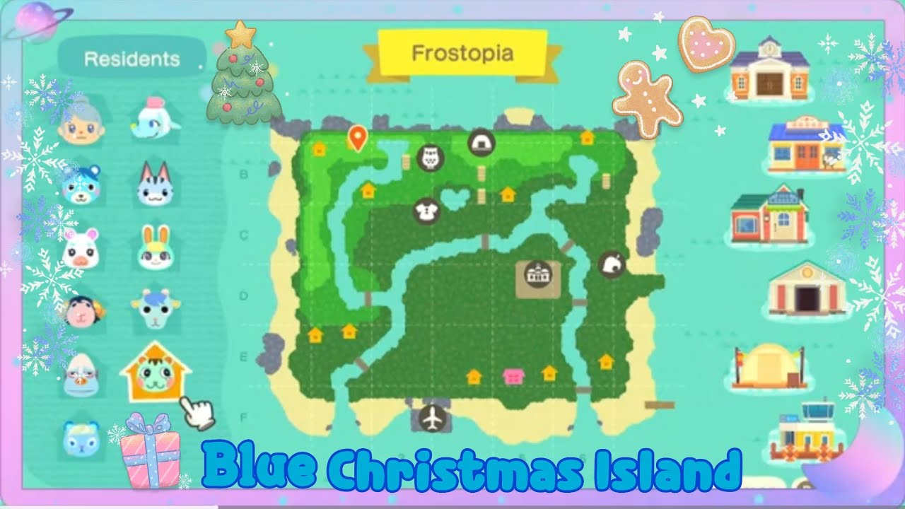 New ACNH Winter Island Decorating Museum on Frostopia all blue ACNH ...