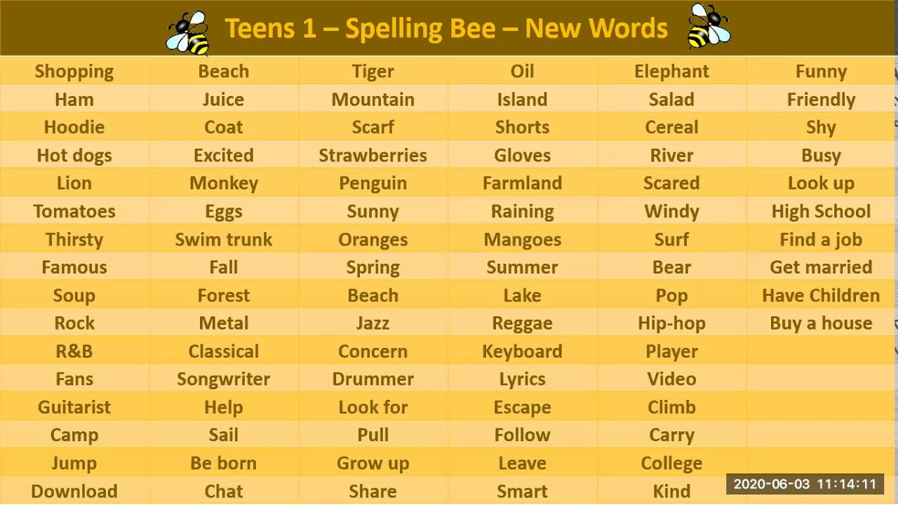 SPELLING BEE NEW WORDS TEENS 1 YouTube spelling-bee-new-words-teens-1-youtube