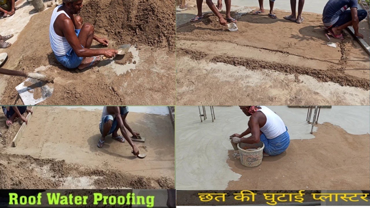 Roof Slab Top Plastering | Roof water proofing | how to plaster and ...