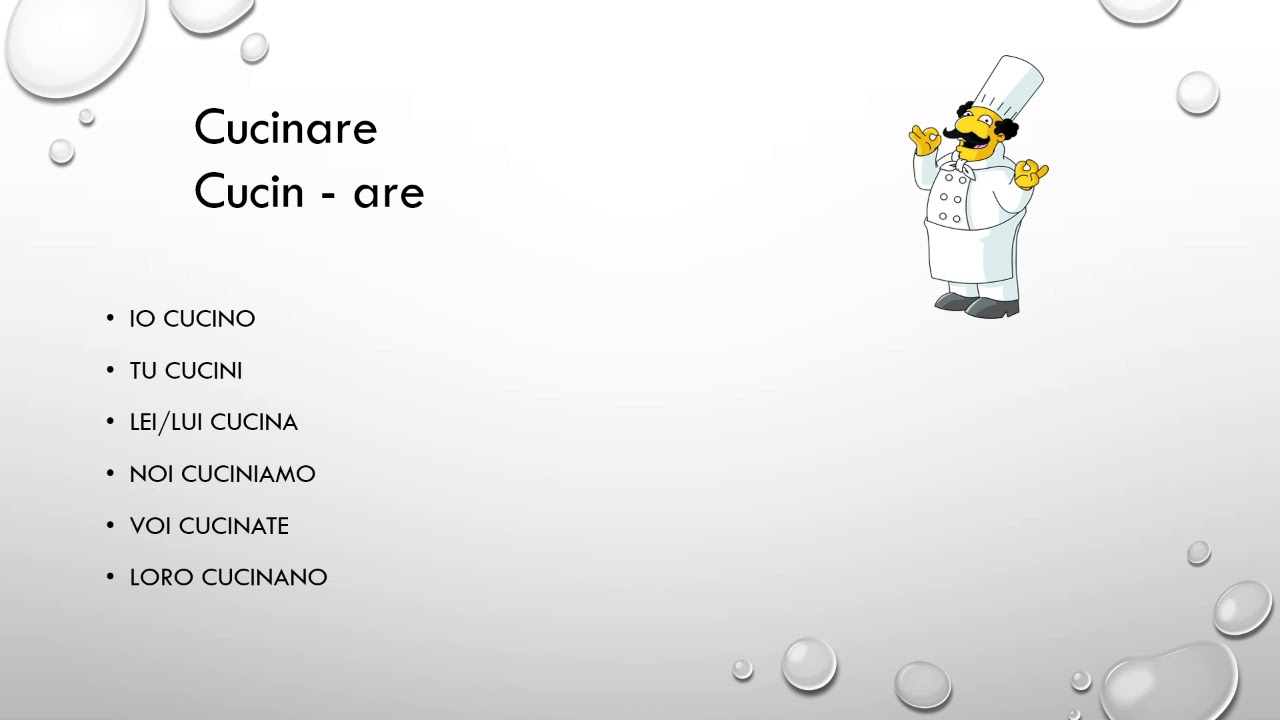 how to conjugate the verb " to cook" in Italian Present tense - YouTube