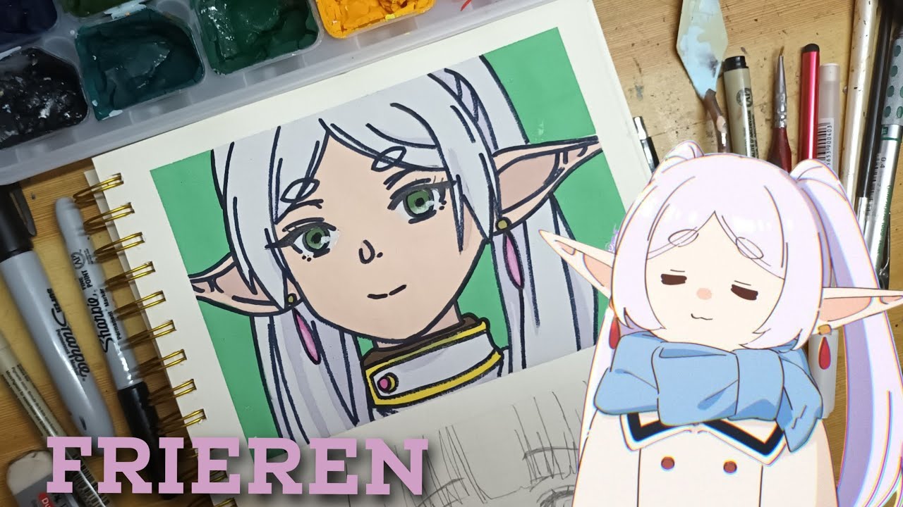 How to Draw using Gouache + Frieren #drawing #anime - YouTube