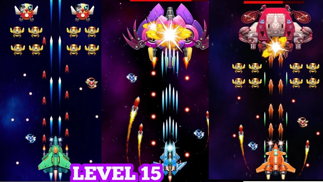 Strike Galaxy Attack: Alien Space Chicken Shooter Gameplay Level 15 - YouTube