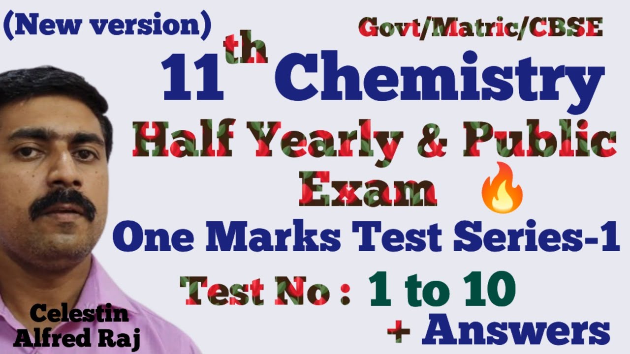 11 Chemistry|One Marks|Test Series-1 |Test No:1 to 10|Answers|Half ...