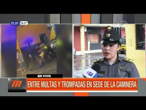 Entre multas y trompadas en sede de la Caminera