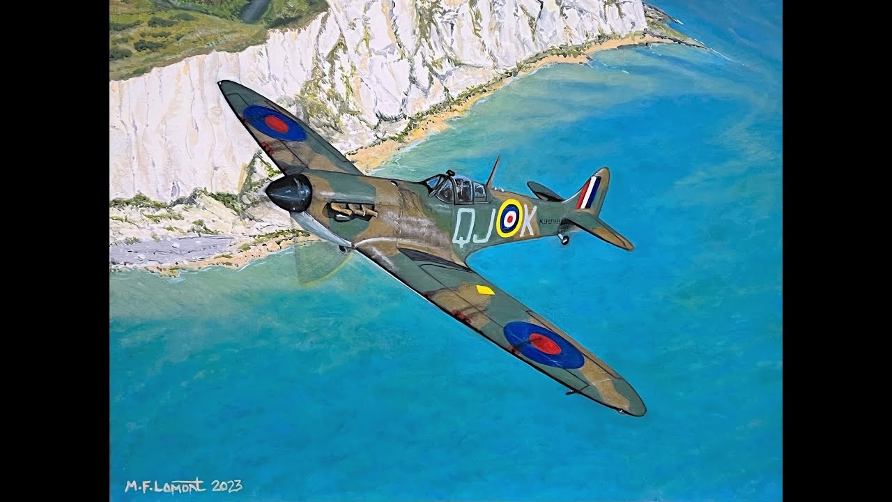 Oil Painting Time Lapse - "DOVER SCOUT" - Spitfire over the White ...