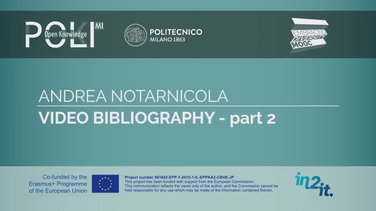 Video bibliography part 2 (Andrea Notarnicola) - YouTube