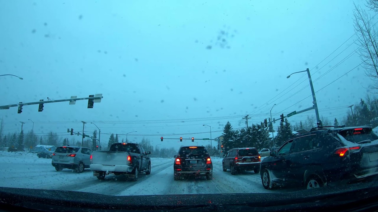 Snowy Winter Drive to Downtown Anchorage Alaska - YouTube
