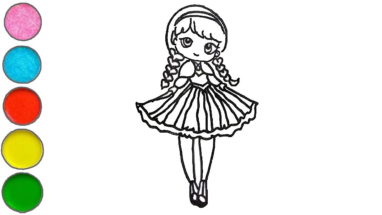 Beautiful Doll Drawing, Painting, and Coloring for Kids and Toddlers ...