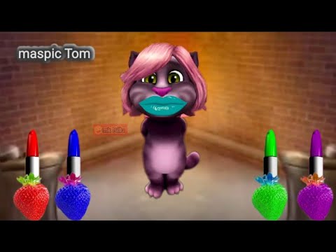lipstick makeup talking tom funny cat lipstick video💄💄 - YouTube