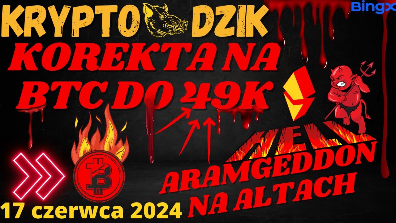 Dzika Analiza 17.06.2024 CZEKA NAS KOREKTA DO 49K !?! BTC/ETH/APE/AURA/CHZ/ZŁOTO/KAKAO/SREBOR ...