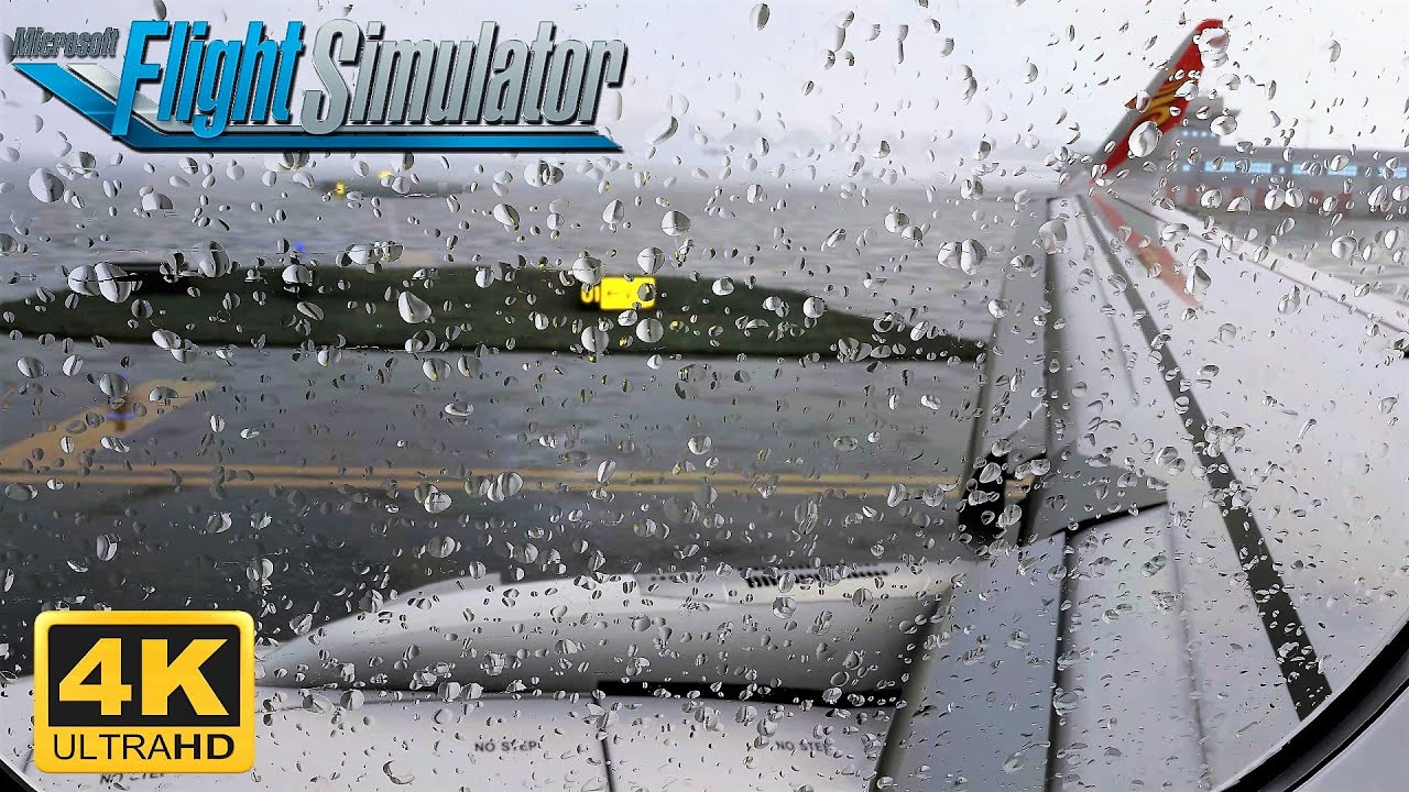 (4K) Microsoft Flight Simulator 2020 *MAXIMUM GRAPHICS* RAINY TAKEOFF ...