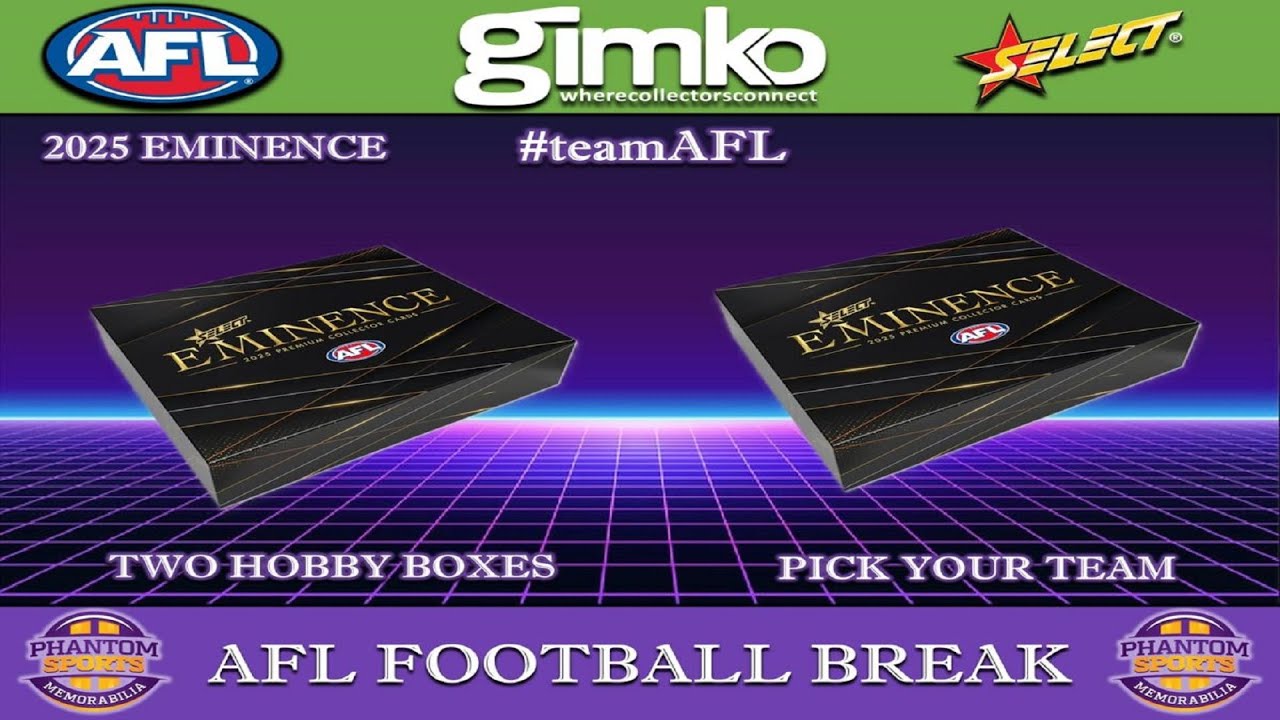 #2494 AFL Football Select 2025 Eminence 2 Box - Live Card Box Break (12 ...
