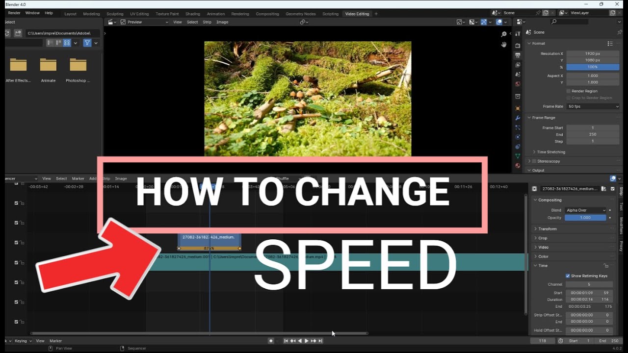 How to change speed of part of your video in BLENDER video editor ...