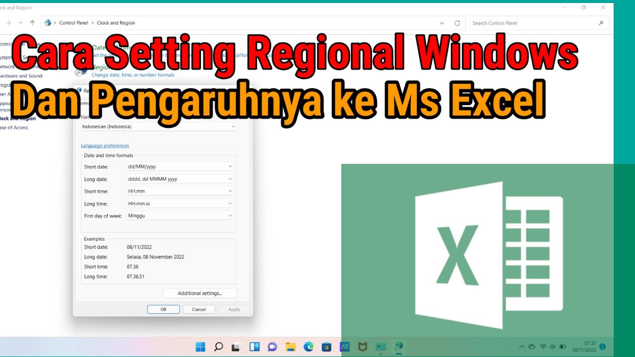 Cara Setting Regional Windows dan Pengaruhnya Ke Ms Excel - YouTube