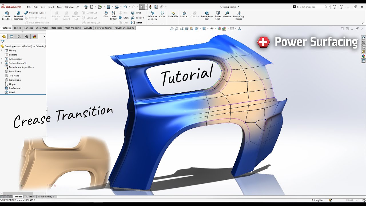 Hard Edge "Crease transition" SOLIDWORKS Tutorial - YouTube