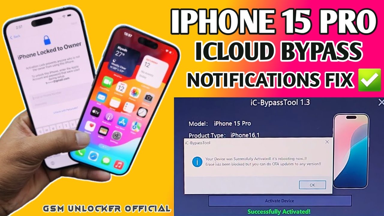 🔥IPHONE 15 PRO ICLOUD BYPASS NO SIGNAL 📶 SUPPORTED IOS:17/18 NOTIFICATION FIX ️ IC BYPASS TOOL ...