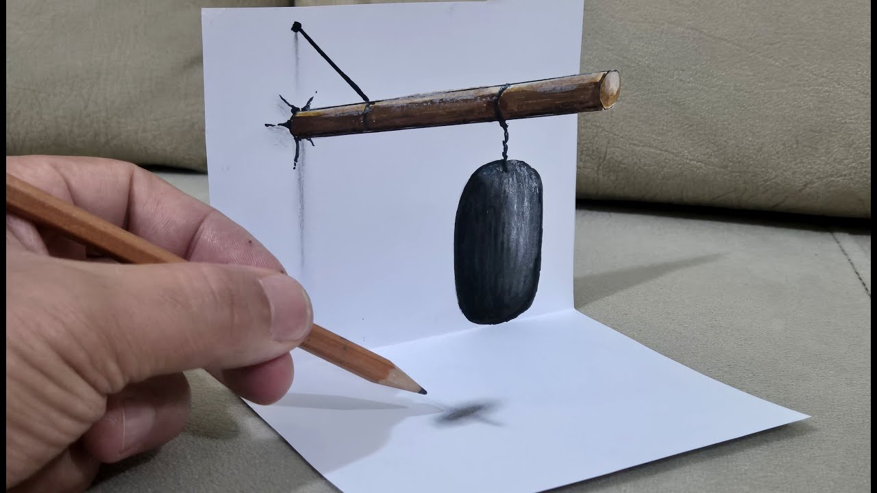 easy 3d drawing on paper for beginners - how to draw 3d - YouTube